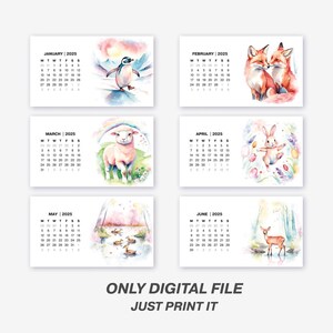 Mini Monthly 2025 Calendar With Cute Season Animals Design 12 Monthly ...
