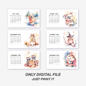 Mini Monthly 2025 Calendar With Cute Season Animals Design 12 Monthly ...