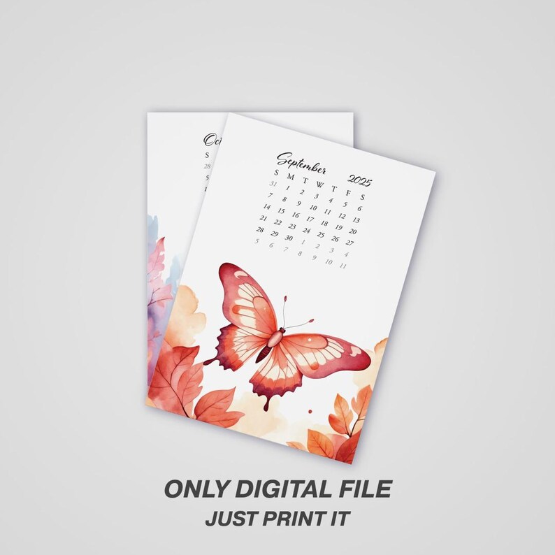 Calendario de mariposas 2025: Tarjetas mensuales de acuarela (12,7 x 18 ...