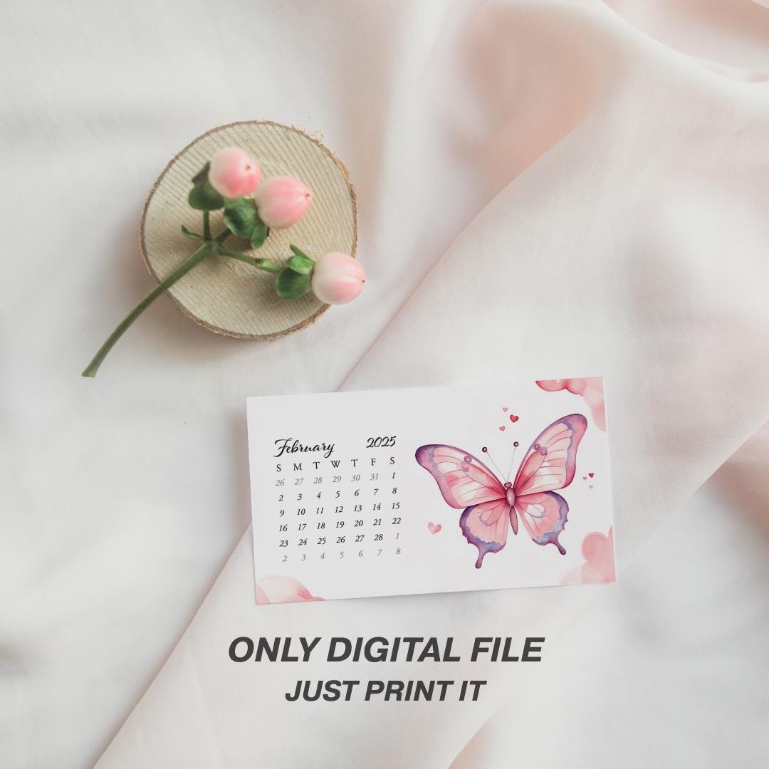 Watercolor Butterfly Mini Calendars 2025: Elegant Monthly Cards (PDF ...