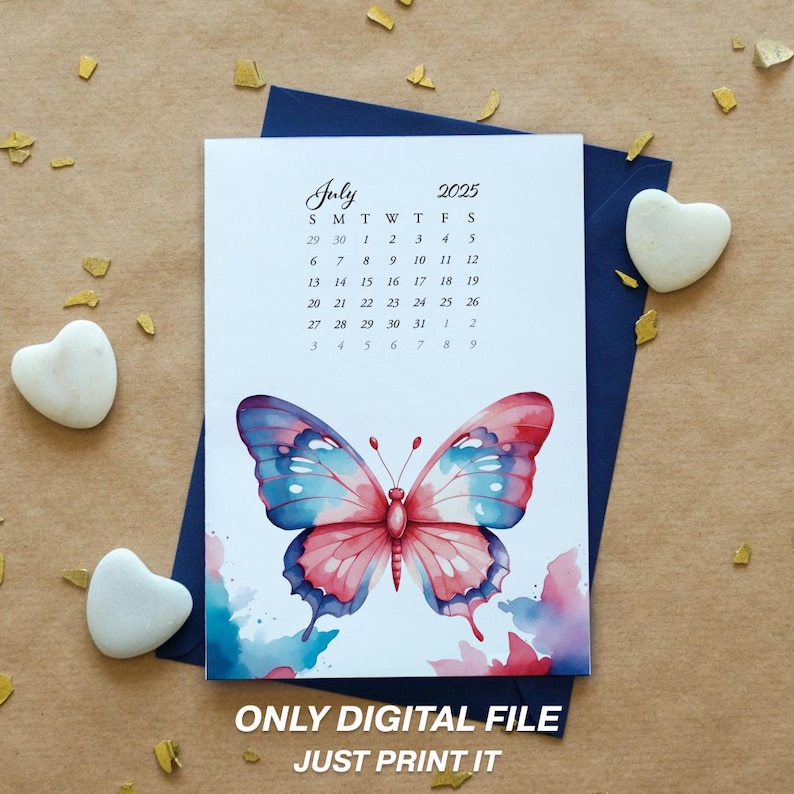 Calendario de mariposas 2025: Tarjetas mensuales de acuarela (12,7 x 18 ...