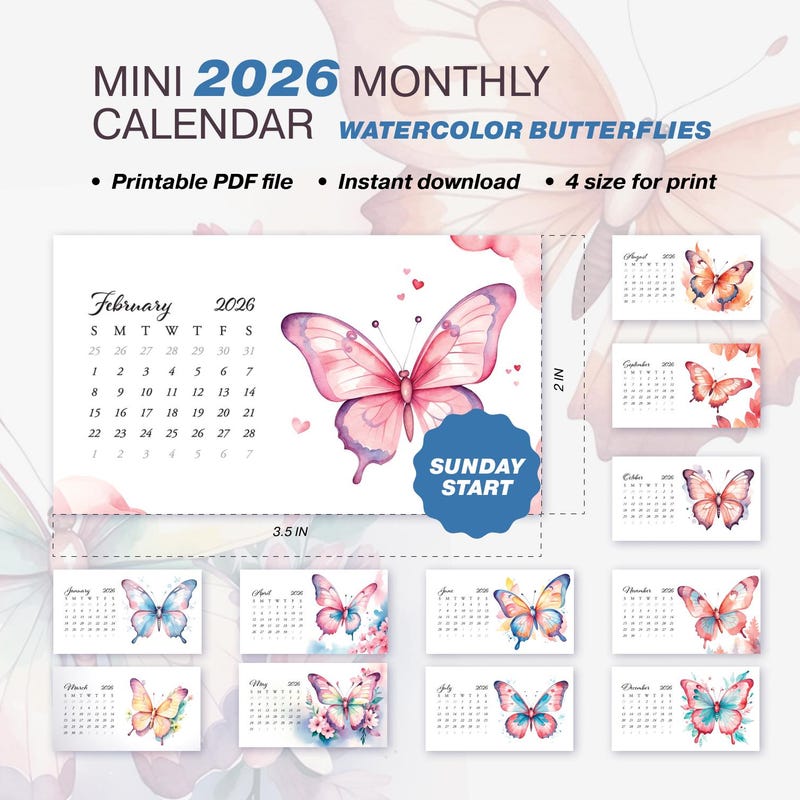 Calendar 2026 Butterflies - Etsy