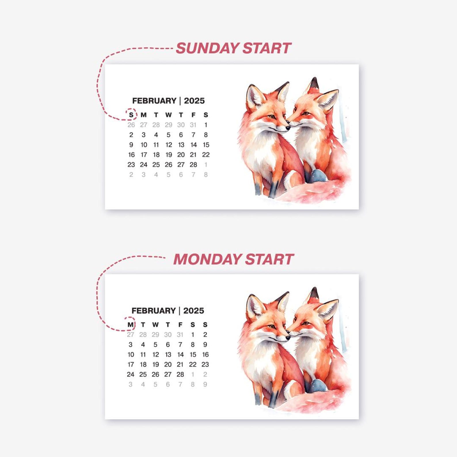 Mini Monthly 2025 Calendar With Cute Season Animals Design 12 Monthly ...