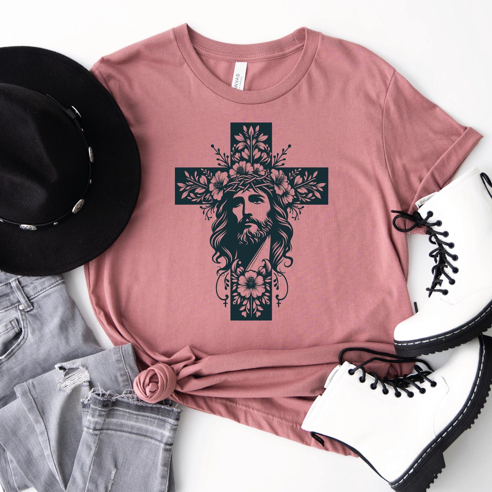 Jesus Cross DTF Transfer: Christian Heat Press Design - Etsy