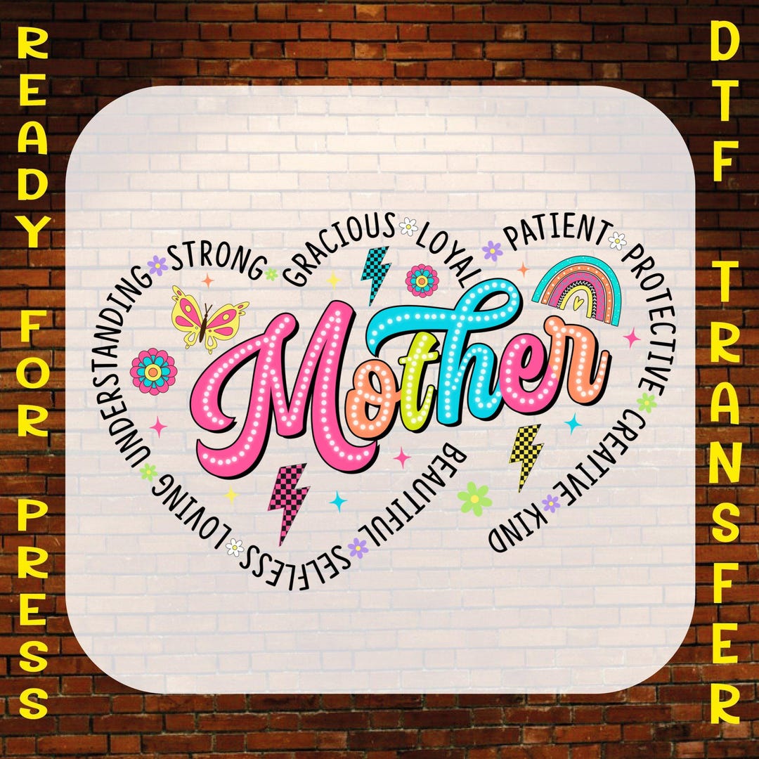 Mother Heart DTF Transfer: Mom Life Heat Press Iron On - Etsy