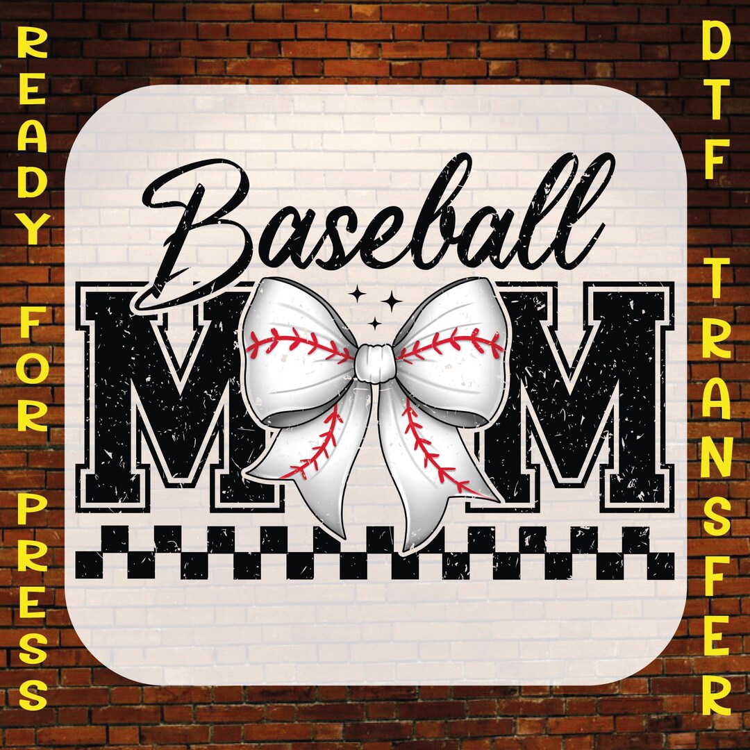 Checkered Baseball Mom Ready to Press, Coquette Baseball Gift for Mom ...