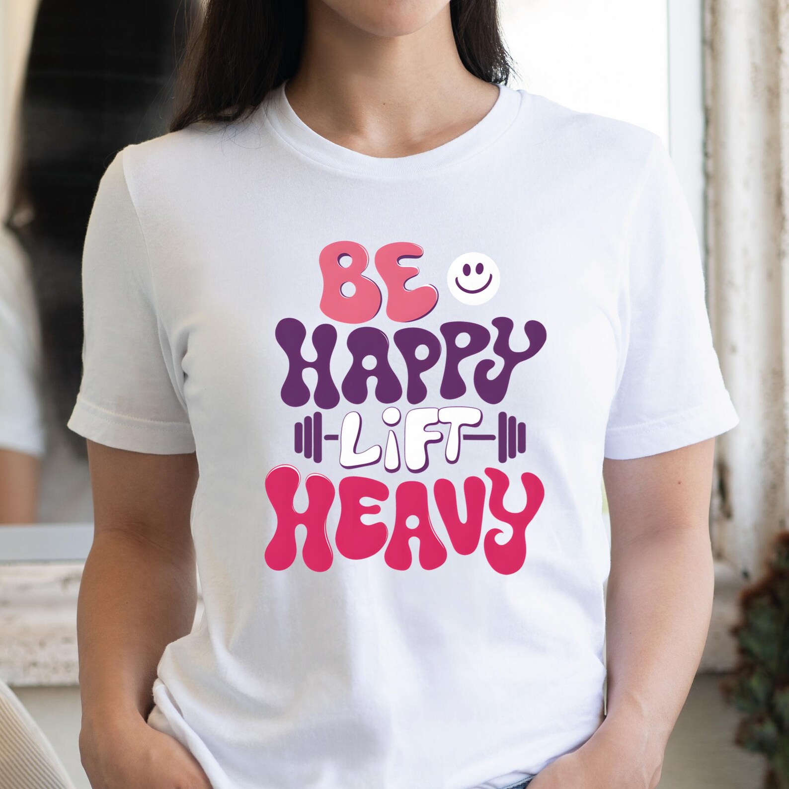 Be Happy Lift Heavy DTF Transfer: Sarcastic Gym Workout Iron-on - Etsy