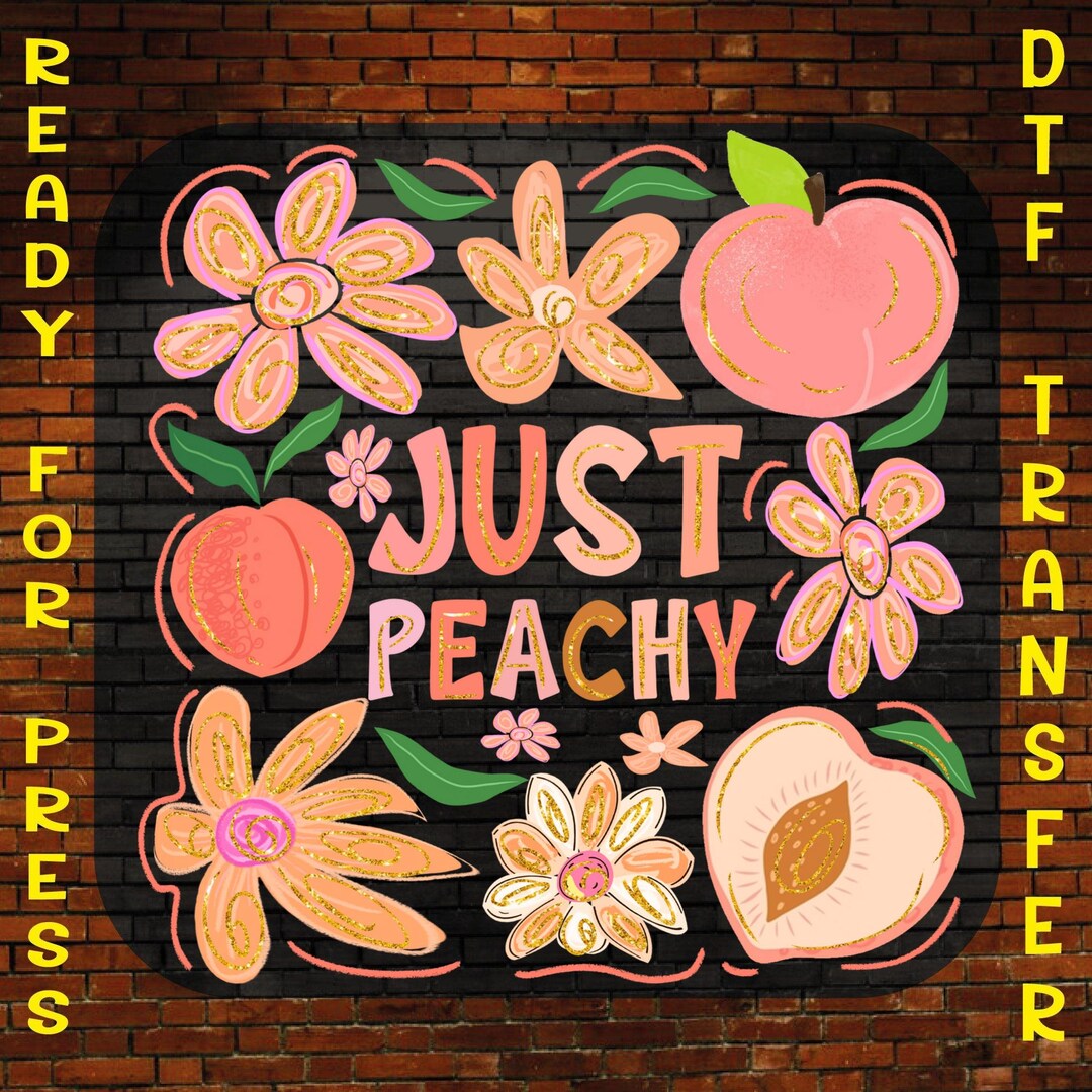 Just Peachy Iron on Transfer, Retro Peach Floral DTF Print for Summer ...