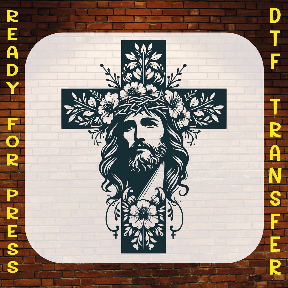 Jesus Cross DTF Transfer: Christian Heat Press Design - Etsy