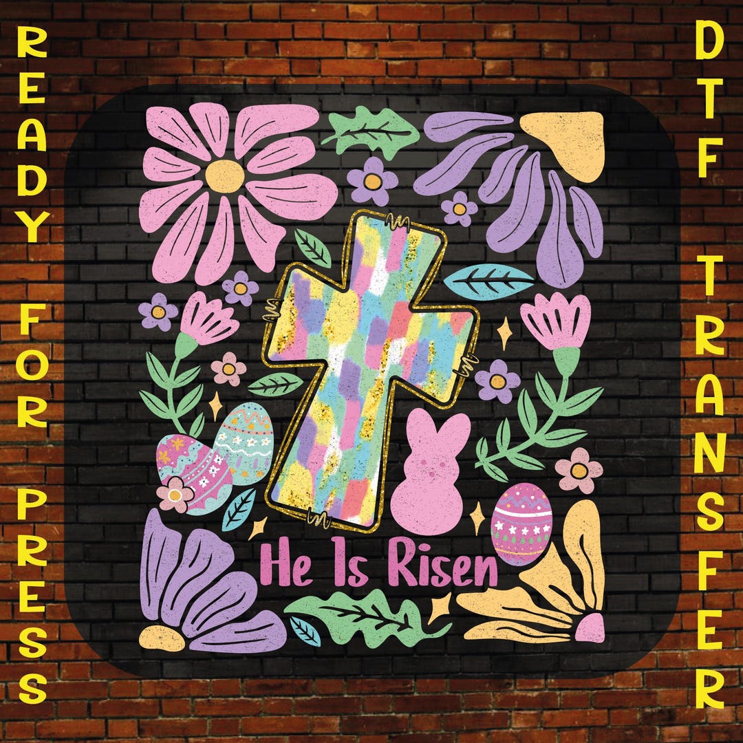 Boho He is Risen Easter Day Ready to Press, Easter Day Boho Floral ...