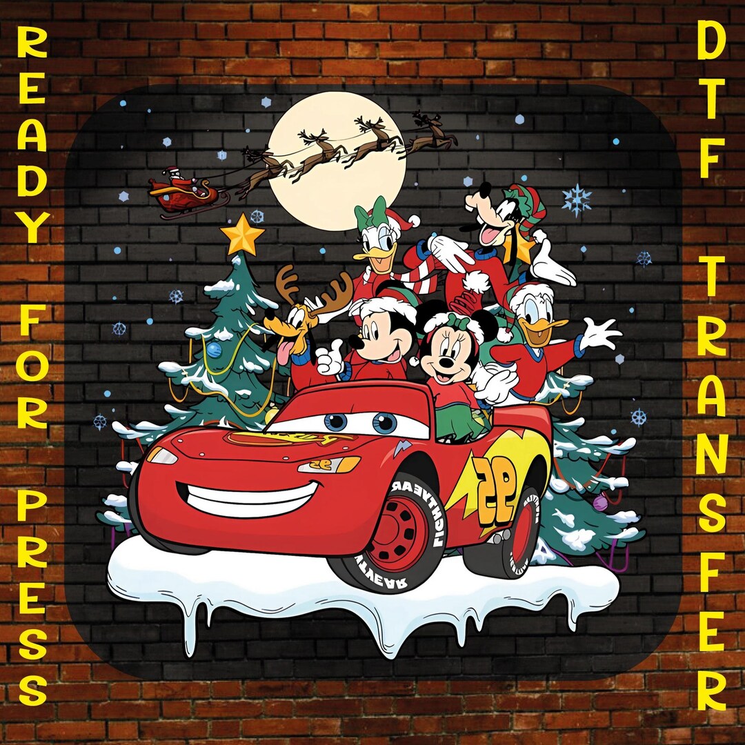Disney Christmas Characters With Lightning Mcqueen Car Ready to Press ...