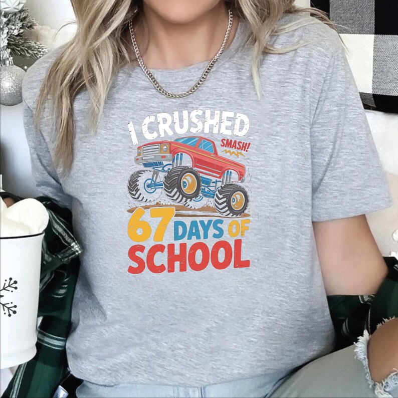 Monster Truck 67 Days of School DTF Heat Transfer, Ready to Press - Etsy
