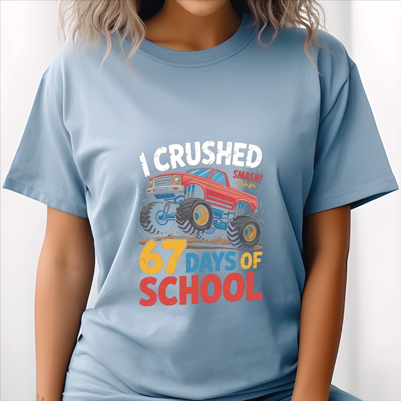 Monster Truck 67 Days of School DTF Heat Transfer, Ready to Press - Etsy
