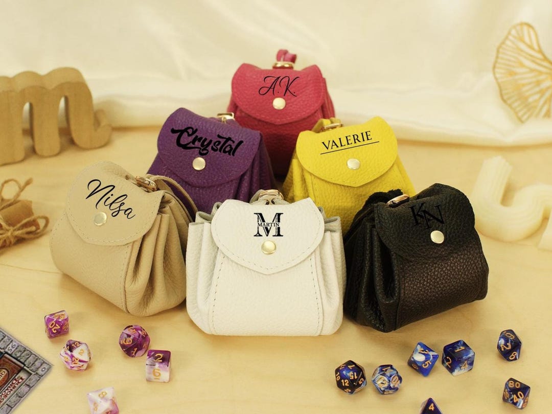 Personalized Leather Dnd Dice Bag, Custom Engraved RPG Pouch, Tabletop ...