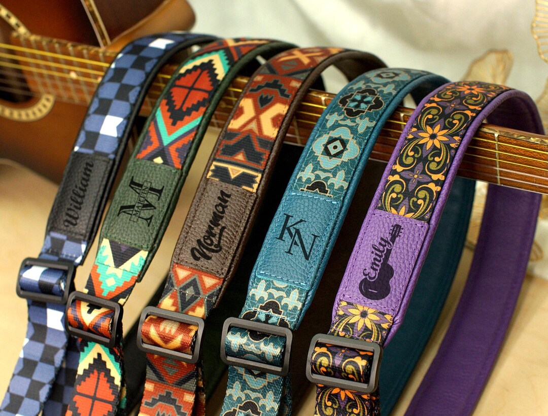 Pattern Nylon+genuine Leather Straps for Guitars, Personalized Gift for ...