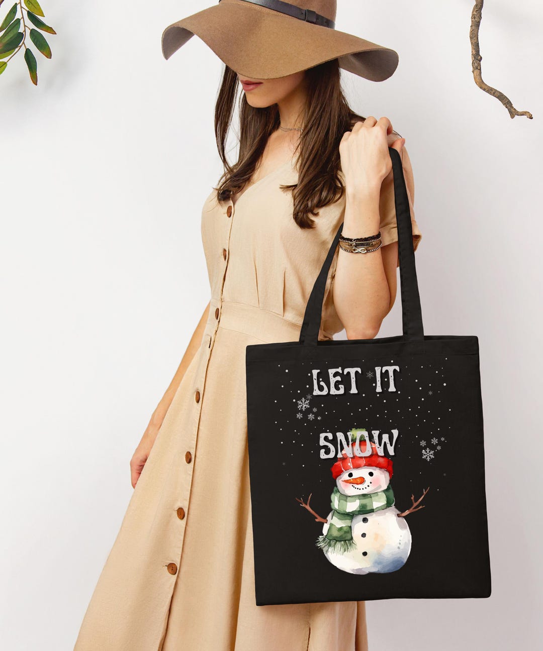 Winter Snowman Tote Bag - Let It Snow,holiday Shopper,gift Bag,reusable ...