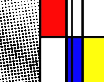 Abstract Geometric Art, Pop Art, Mondrian Style, Modernism, Canvas Art ...