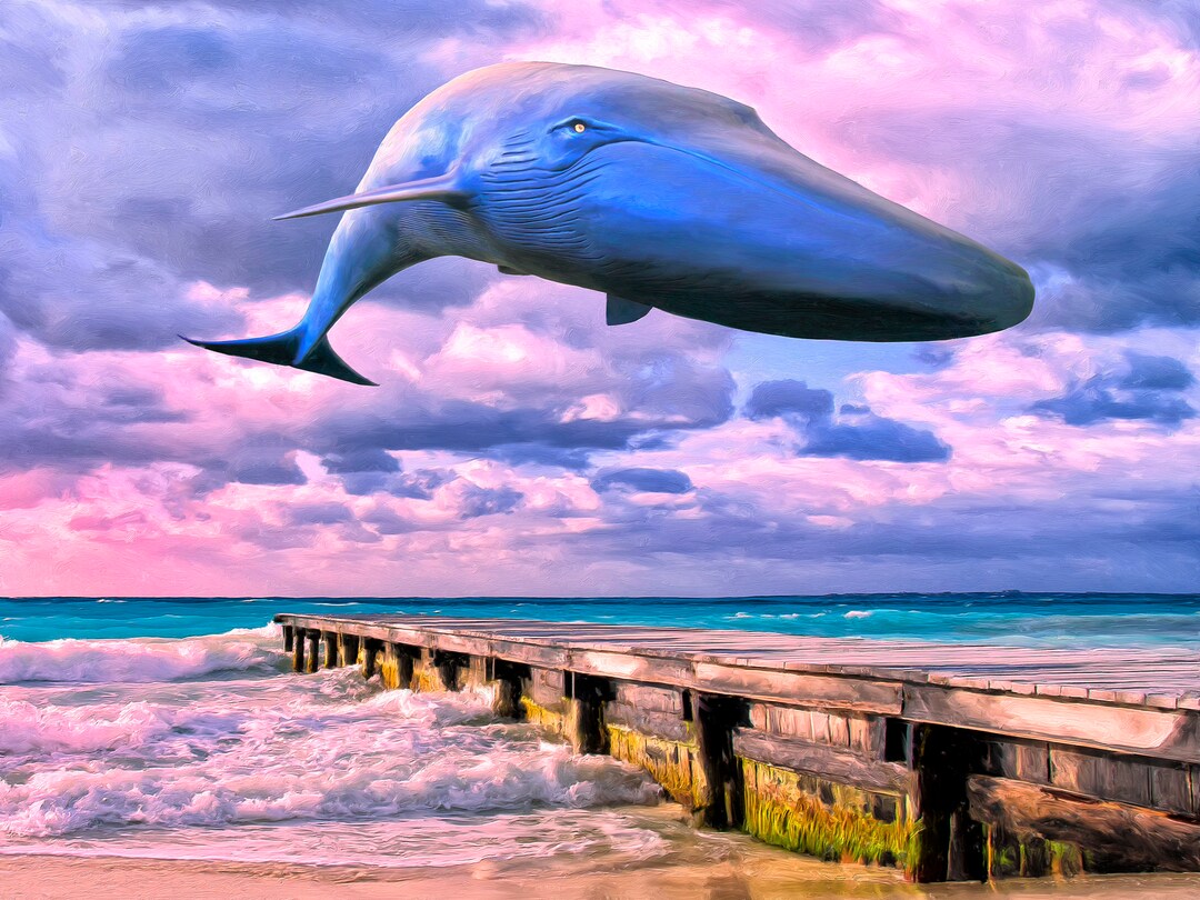 Whale Watching - Surrealism Canvas Art Print - Alternative Facts ...