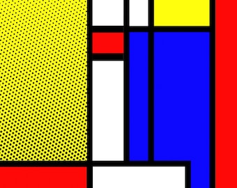 Abstract Geometric Art, Pop Art, Mondrian Style, Modernism, Canvas Art ...