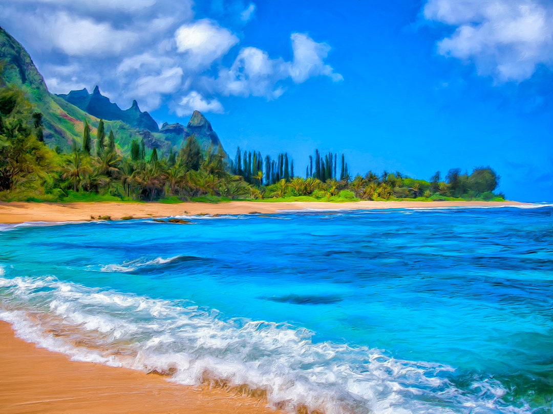 Ha'ena Beach Kauai - Painting - Haena Beach - Hawaii / Tropical Canvas ...