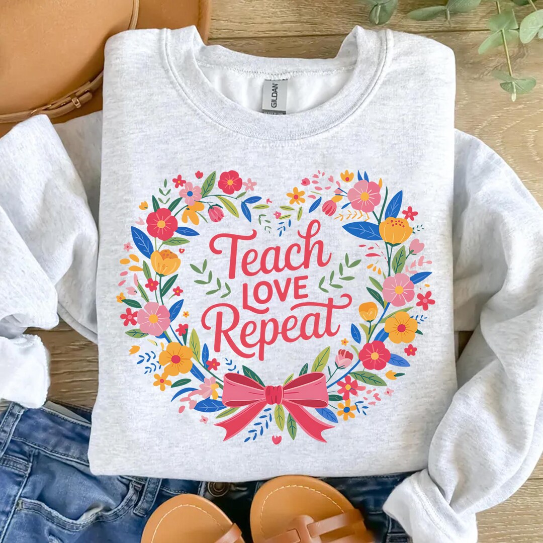 Teach Love Repeat Png, Teacher Floral Png, Teach Love Inspire Png ...