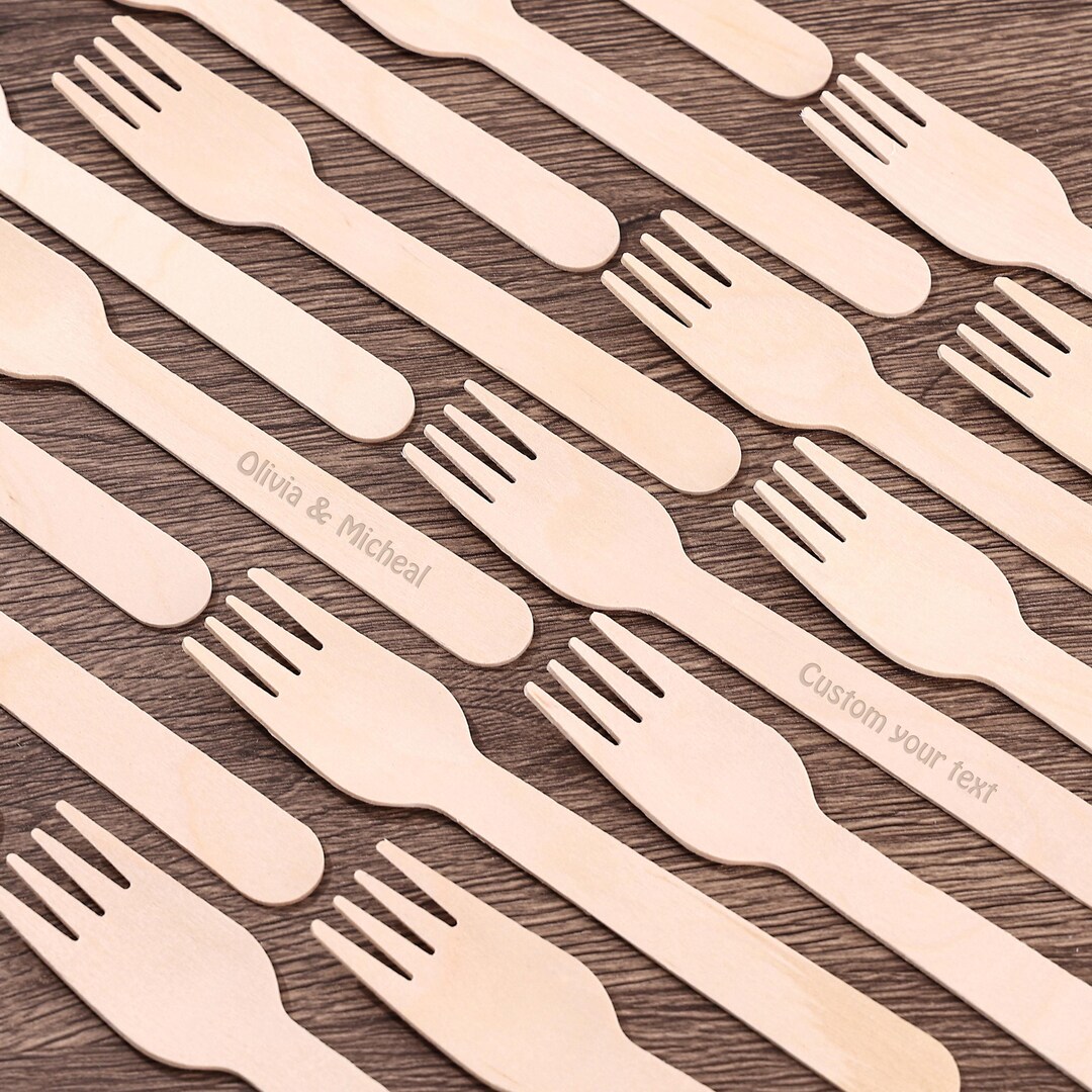 Custom Disposable Wooden Forks, Engraved Logo/name Natural Wood Forks ...
