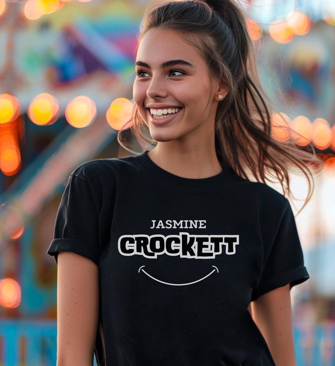Team Jasmine Crockett Smiley Logo T-shirt | Election 2028 Political Tee ...