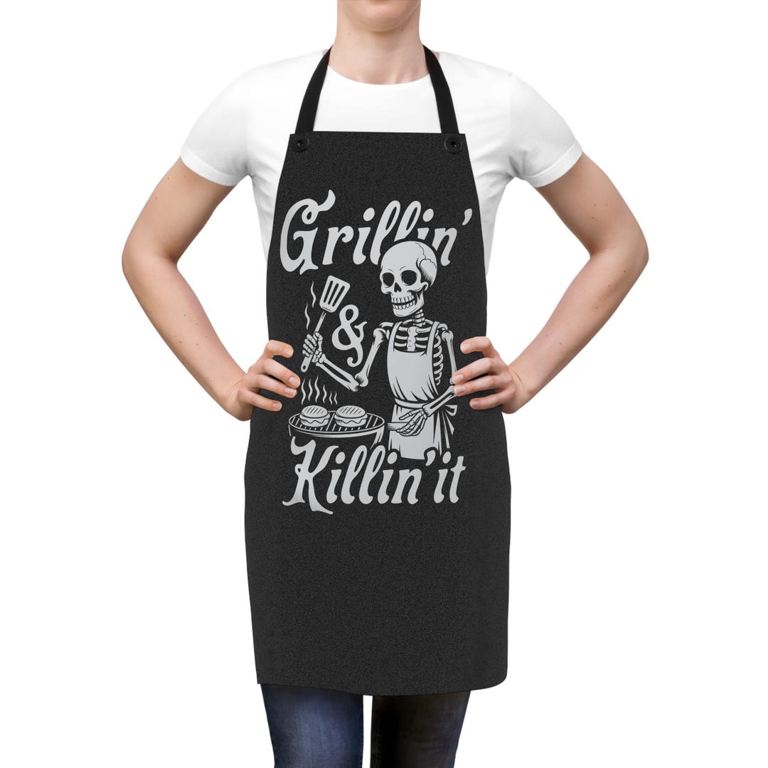 Funny Skeleton Apron, Grillin' & Killin' It, BBQ Cooking Gifts ...
