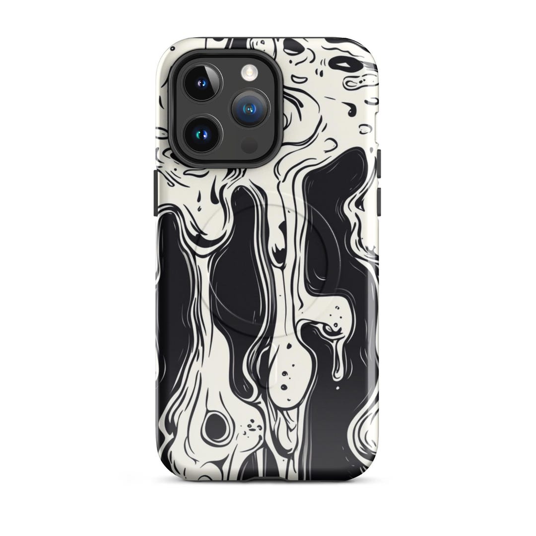 Black White Drip iPhone Case, Liquid Melt Graphic Phone Cover, Edgy ...