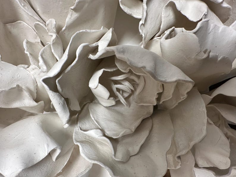 White Leather Flower Wall Art: 3D Floral Relief Sculpture (10x10") - Etsy