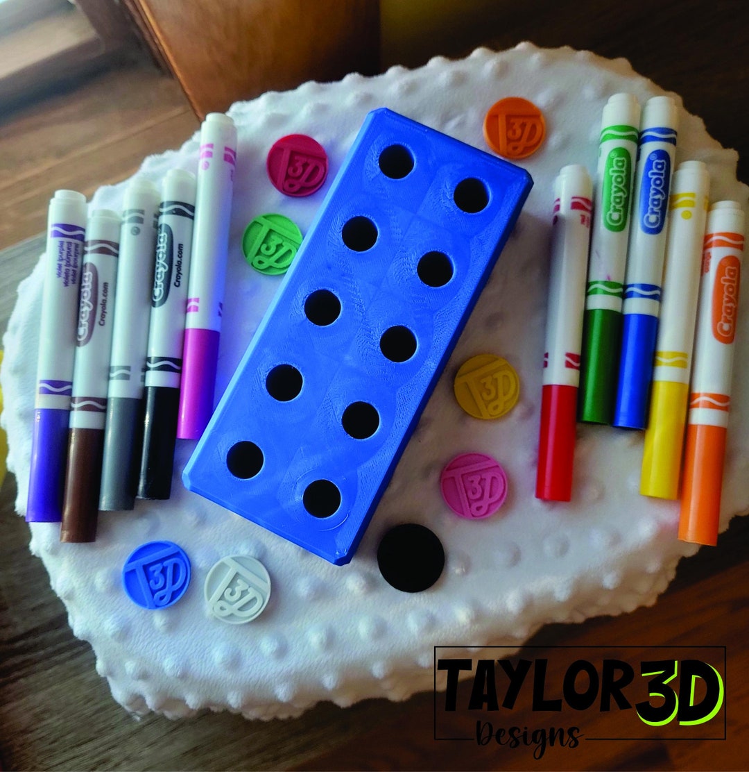Marker Holder 3D Print. 3D Printed Marker Holder Block. 10 Slot Marker ...