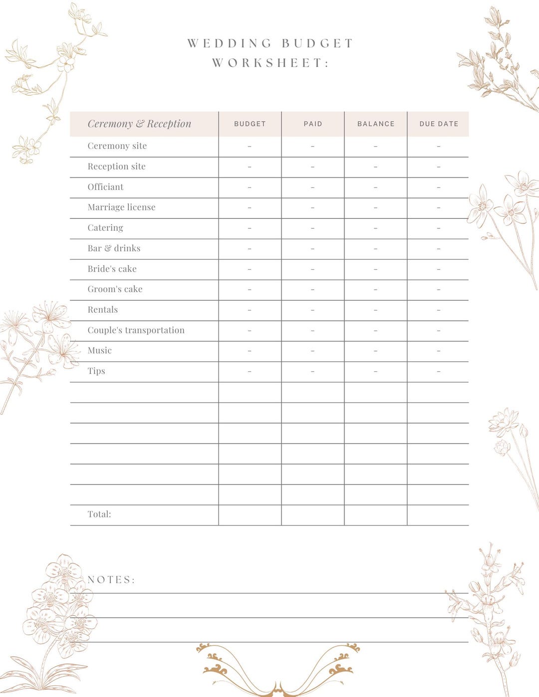 Wedding Budget Plan Template - Etsy