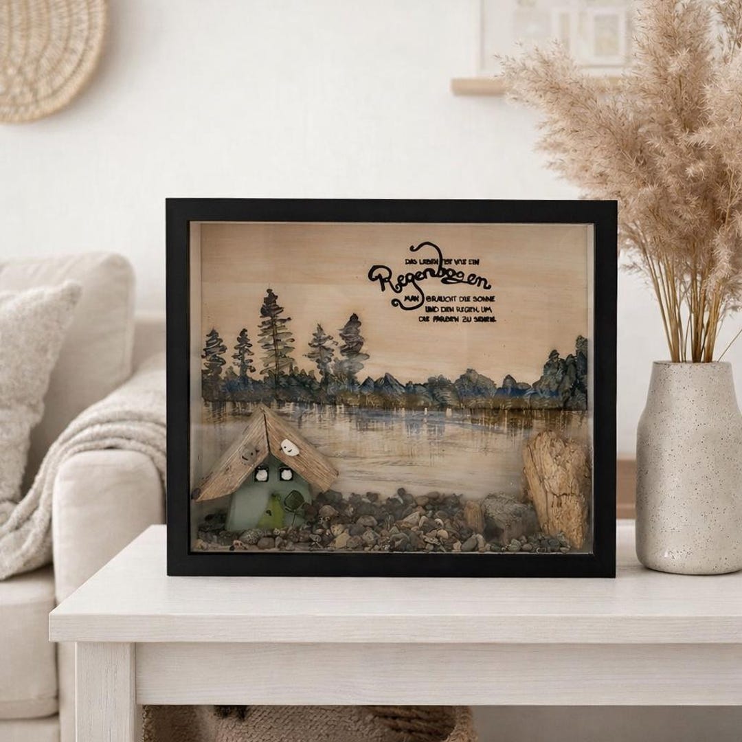 Rainbow Quote Picture With Baltic Sea Pebbles & Cottages | Nautical ...