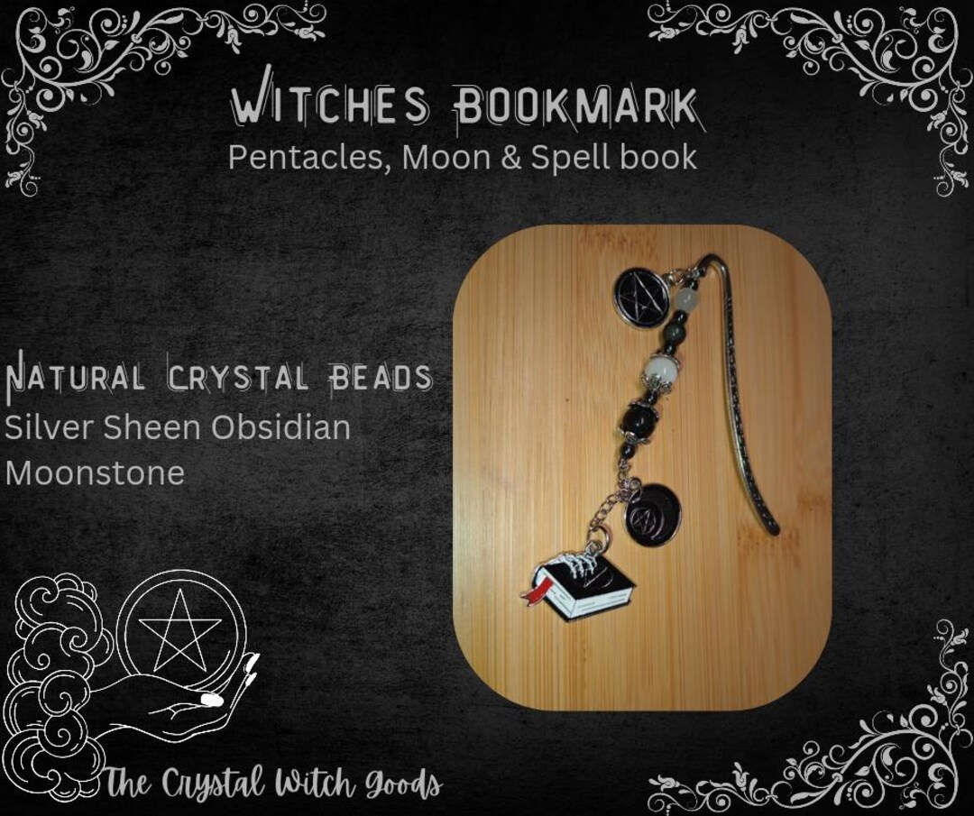 Witchy Bookmark, Pentacle, Spell Book and Moon Charms. - Etsy