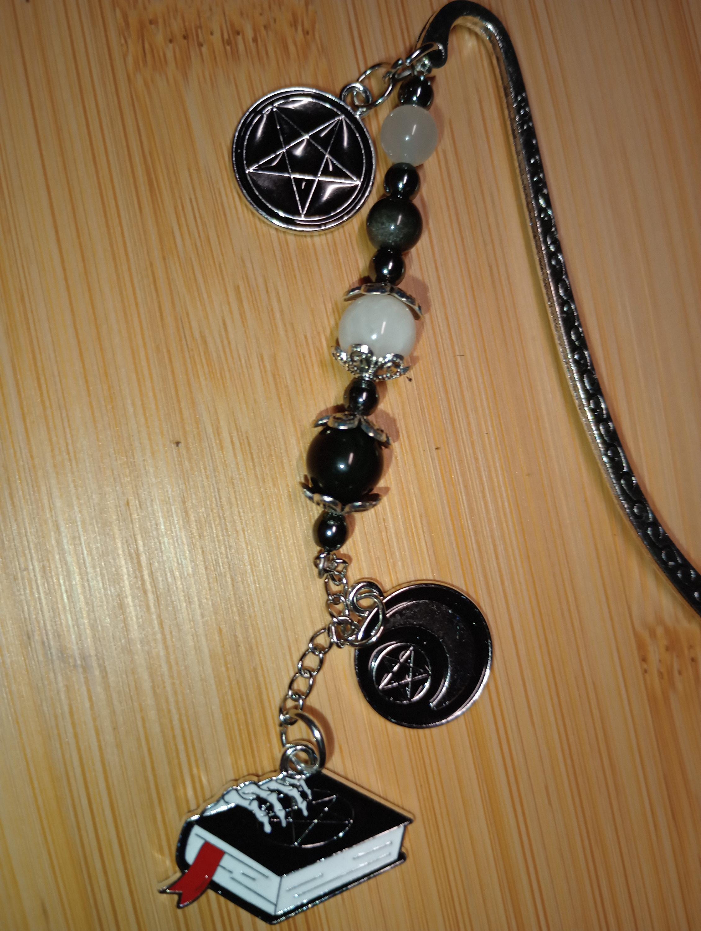 Witchy Bookmark, Pentacle, Spell Book and Moon Charms. - Etsy