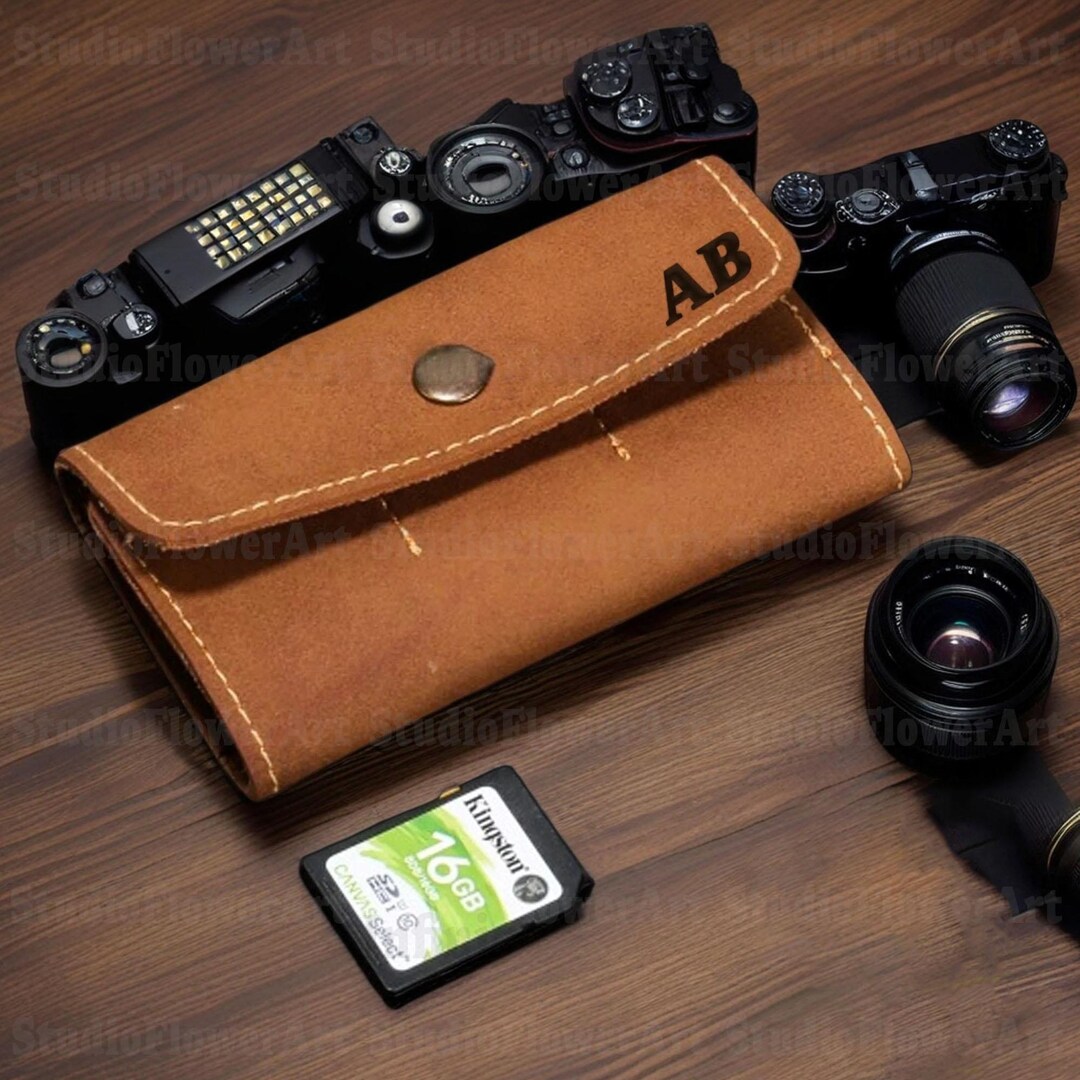 Personalized Leather SD Card Holder With 6 Card Slots, Leather SD Card ...