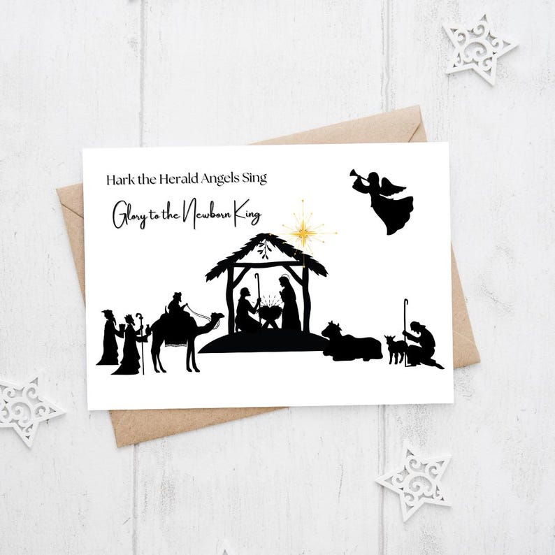 Nativity Christmas Card: Glory to the Newborn King (printable 5x7 ...