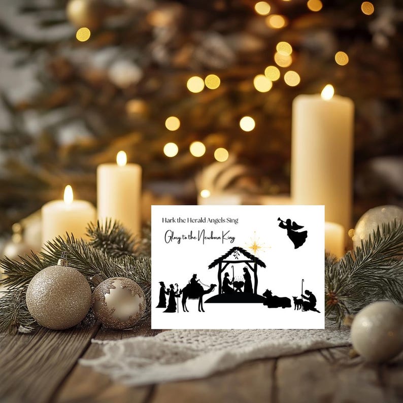 Nativity Christmas Card: Glory to the Newborn King (printable 5x7 ...