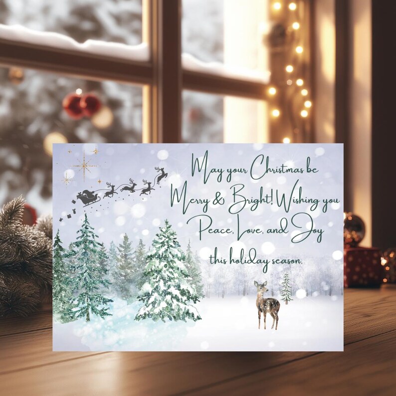 Rustic Deer Christmas Card: Printable Nature Greeting (printable 5x7 ...