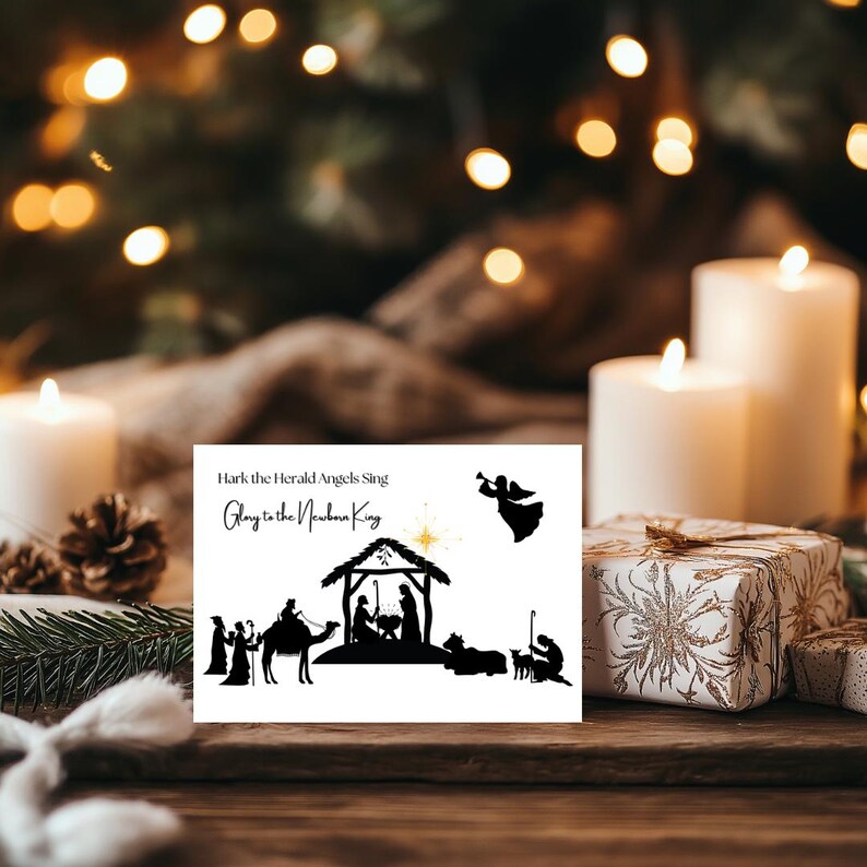 Nativity Christmas Card: Glory to the Newborn King (printable 5x7 ...