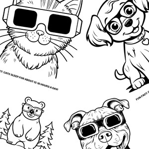 Animals With Glasses Coloring Book + Fun Facts - Etsy