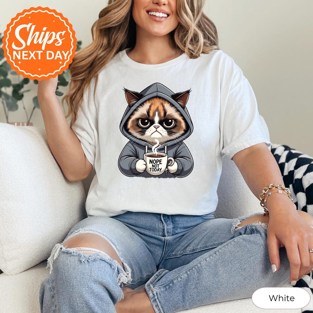 Nope Not Today Cat Mom T-shirt, Cute Cat Shirt, Funny Black Cat Shirt ...