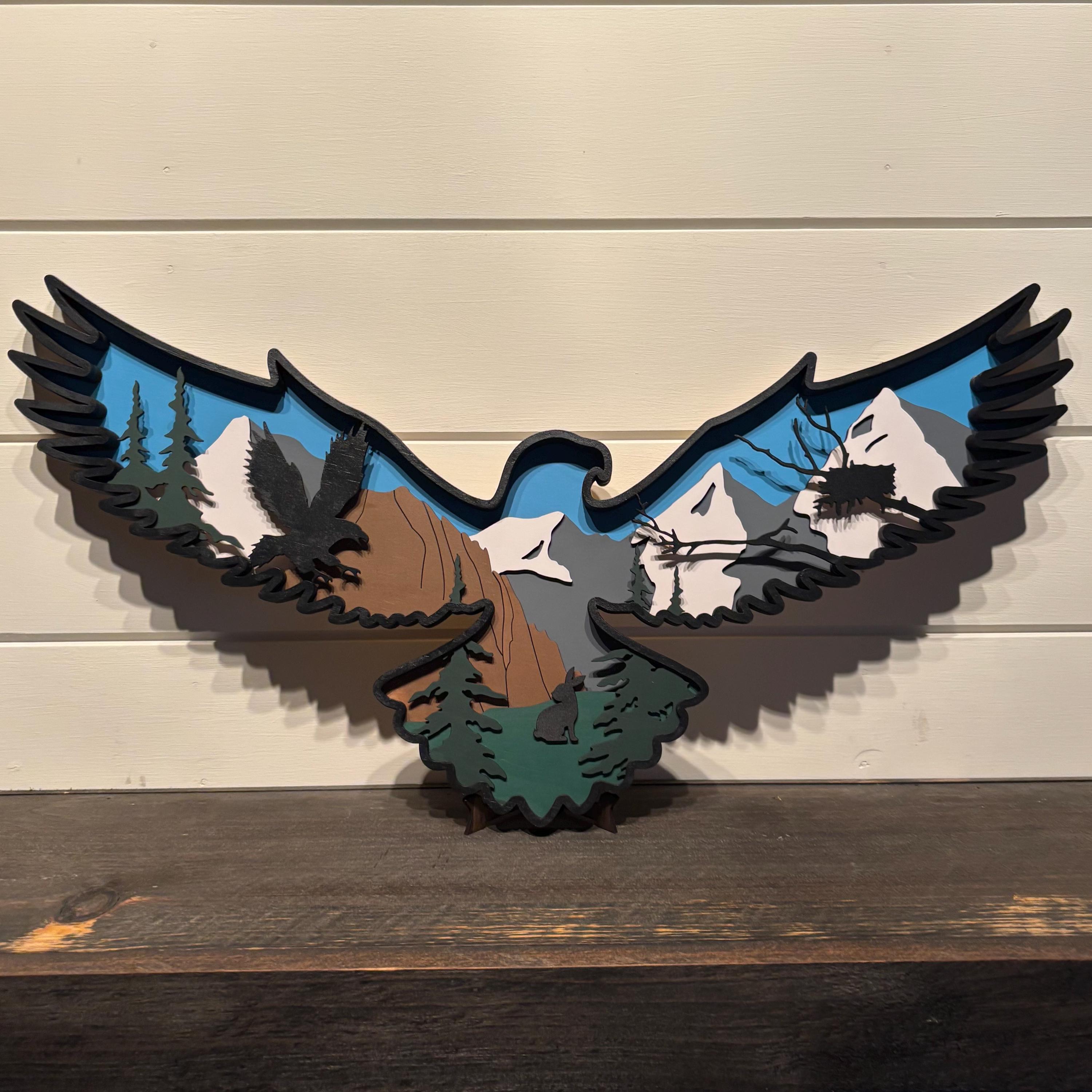 Multilayer Eagle Mountain Scene - Laser File - Etsy