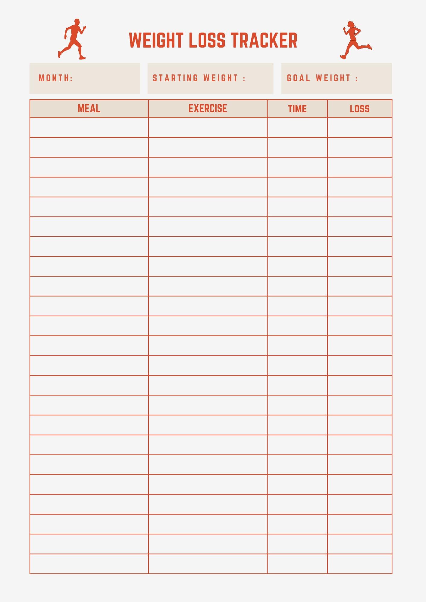 30 Day Weight Loss Tracker Printable, Weight Loss Challenge, Weight ...