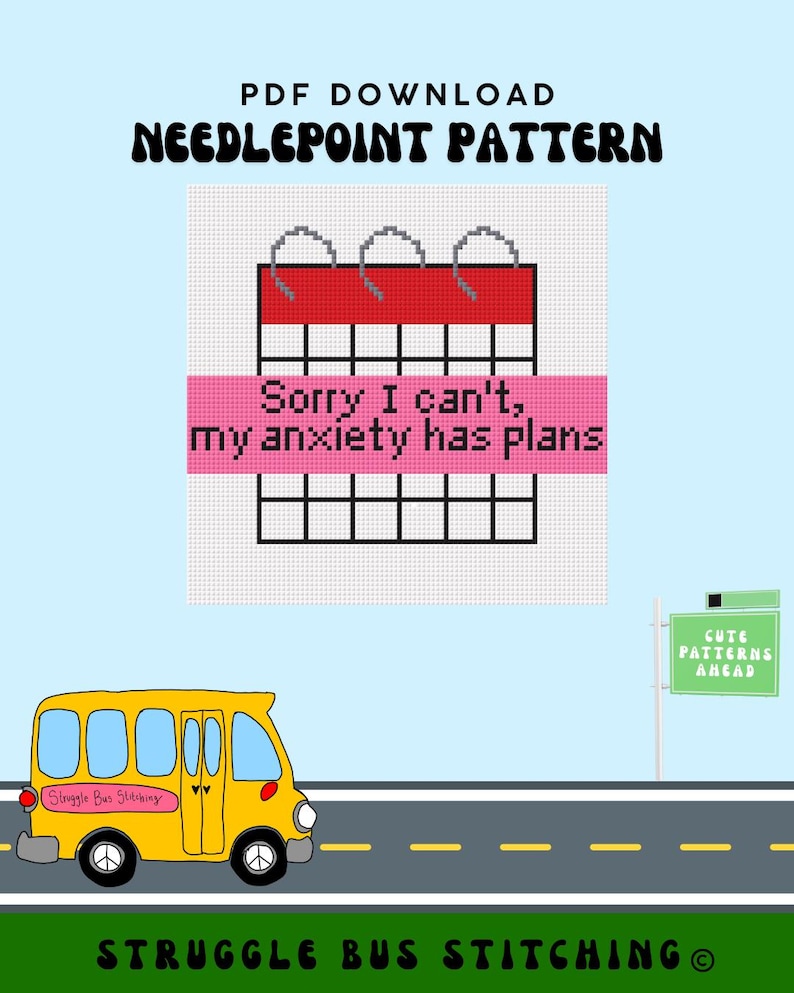 My Anxiety Has Plans Needlepoint Pattern (PDF Download) - Etsy