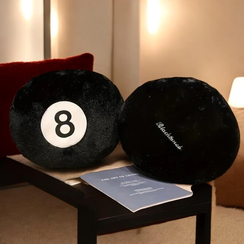 Billiard Ball Pillow Unique Game Room Decor Magic 8 Ball Cushion Modern ...