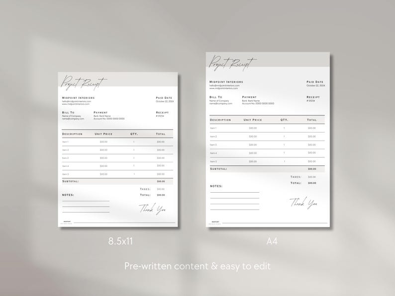 Simple Receipt Template Canva | Printable Receipt Template Small ...