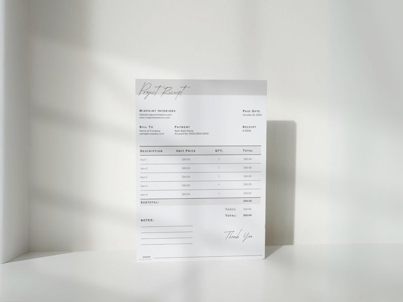 Simple Receipt Template Canva | Printable Receipt Template Small ...