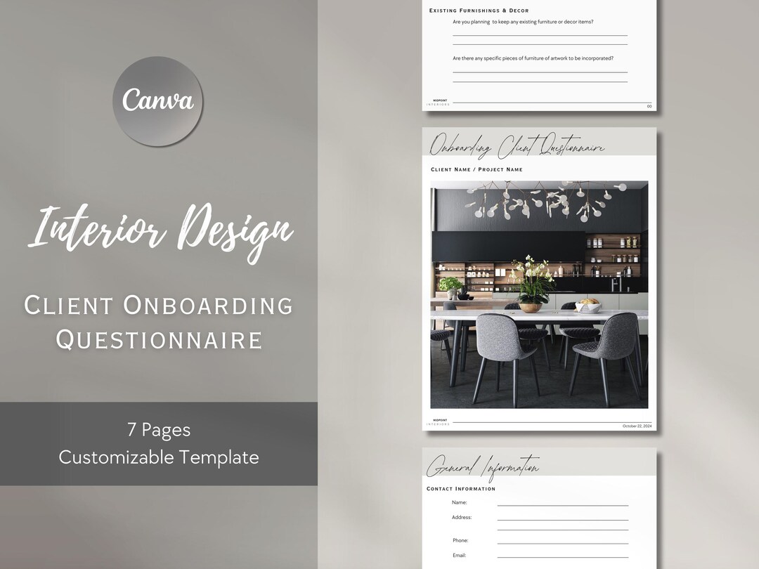 Interior Design Client Questionnaire Template | Minimal Onboarding ...