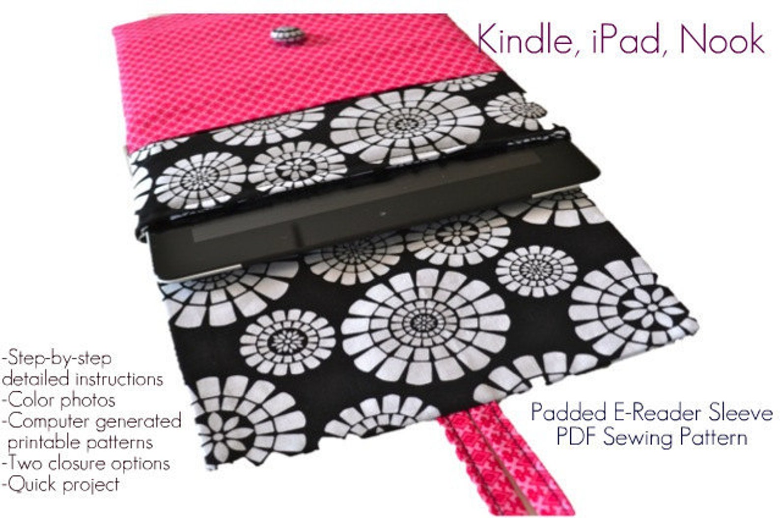 Kindle Fire Case Pattern Ereader PDF Sewing Pattern Case - Etsy